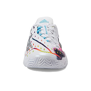 adidas Women's Barricade Tennis Shoe, White/Silver Metallic/Bright Cyan, 8