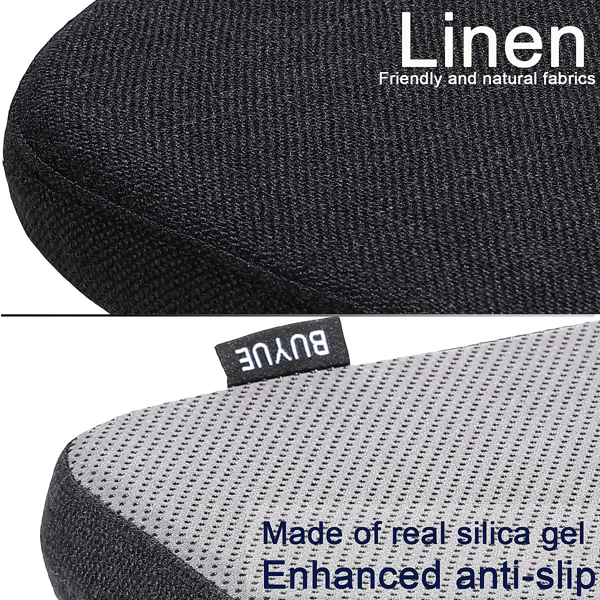 BUYUE Natural Linen Magnetic Bar Stool Cushions Set of 4, Enhanced Anti-Slip Breathable Small Chair Seat Pads for Café Bistro Stackable Metal Stools (Square, Black, 4 Counts)