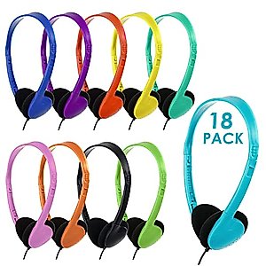YFSFQS Kids Headphones Bulk 18 Pack for Classroom School Students Teens Children Gift and Adult,Wholesale Headphones for Classroom Earphones(Multi Color)