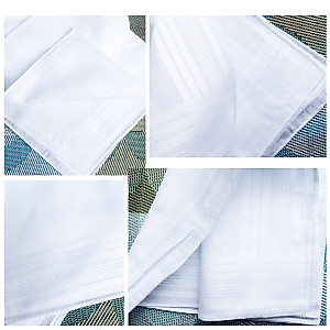 BonjourMrsMr Solid Mens Fashion White 100% Contton Hankerchifs Hanky