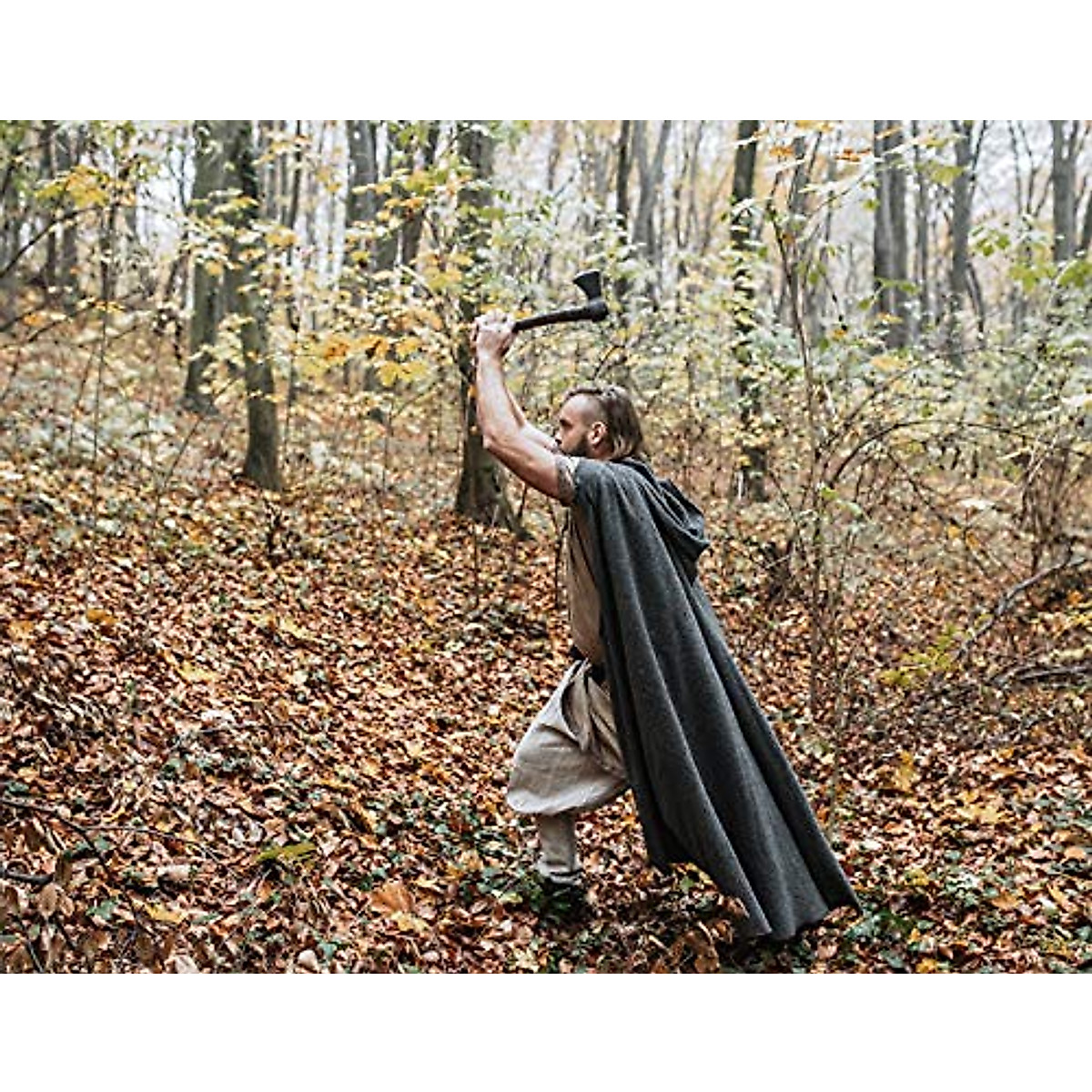 Norse Tradesman 14" Viking Throwing Axe - Fully Sharpened Norse Hand-Axe - Carbon Steel Axe Head with Premium Leather Cross-Stitch