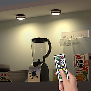 Starxing Puck Lights with Remote Control, Under Cabinet Lighting Dimmable Timer, Led Lights Battery Operated Powered for Kitchen Closet Bedroom(Black)
