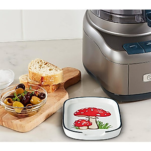 Ceramic Spoon Rest for Stove Top, Large Spoon Holder, Mushroom Spoon Rest for Kitchen Counter, Farmhouse Coffee Spoon Rest Kitchen Décor