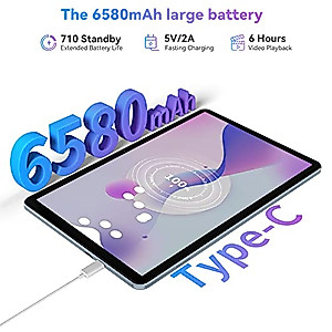 Blackview Tablet Android 12 Tab 8 WiFi Tablets 10.1 Inch 7GB(4+3 Expand) RAM+64GB/1TB ROM Quad Core Processor 6580mAh 1280×800 HD+IPS Display 13MP+8MP Daul Camera WiFi 6 BT 5.0 GMS Blue