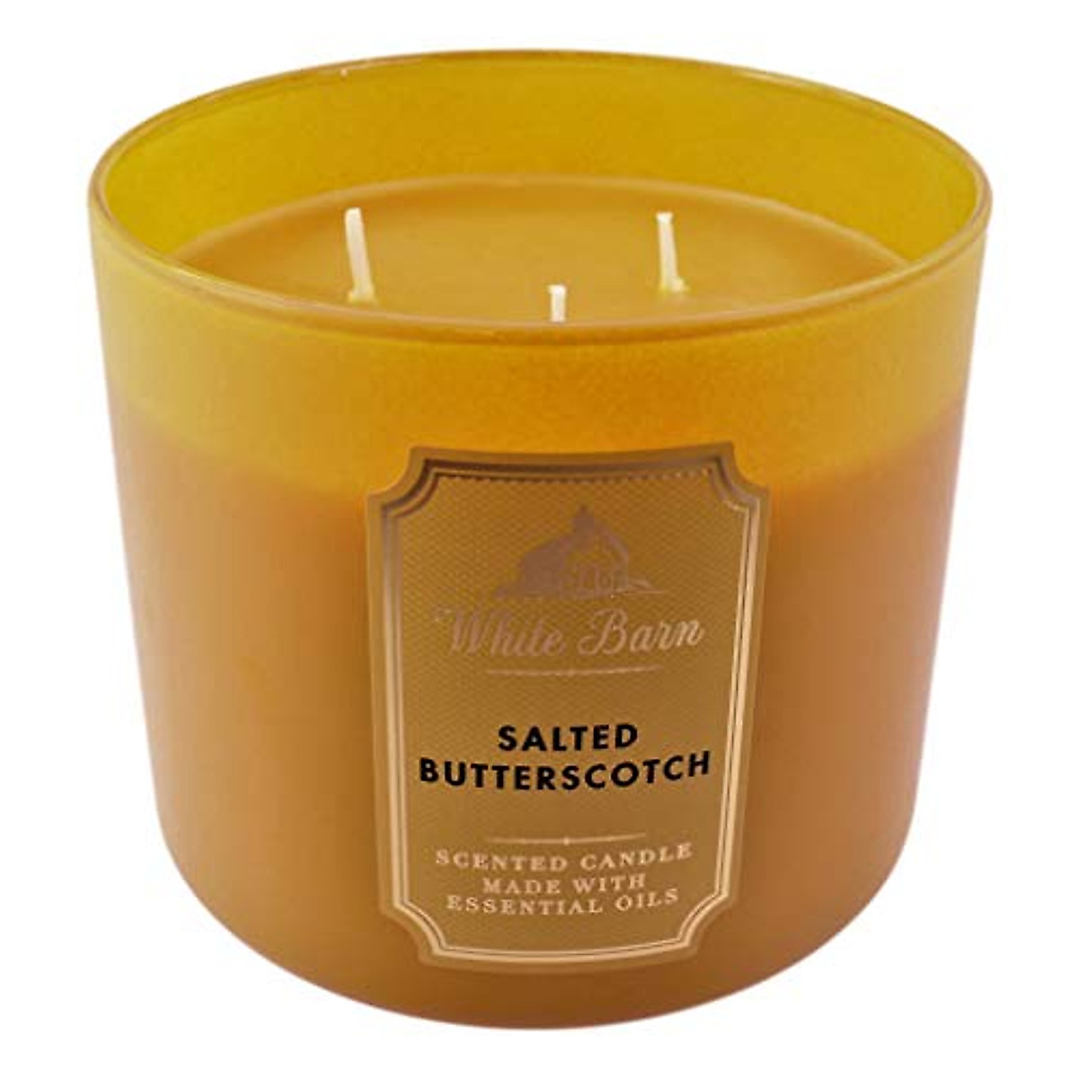 Bath and Body Works White Barn Salted Butterscotch 3 Wick Candle 14.5 Ounce Basic White Barn Label