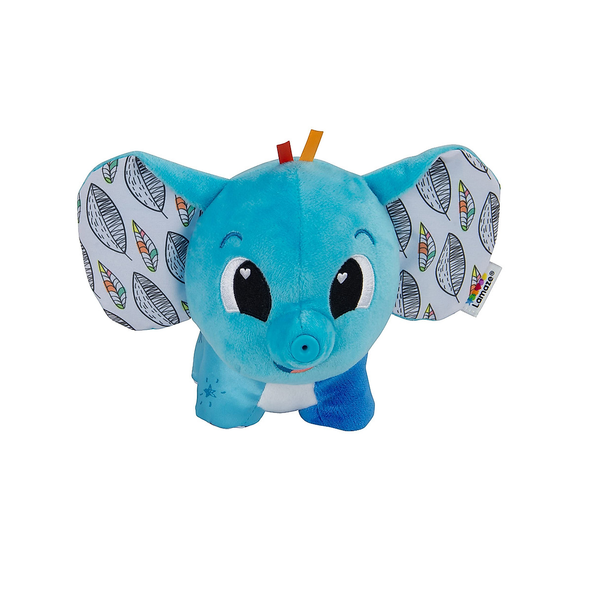 Lamaze Puffaboo Elephant Baby Toy - Soft Squeaky Elephant Toy with Crinkly Ears - Interactive Baby Toys for Sensory Play - Baby Sensory Toys Ages 3 Months and Up