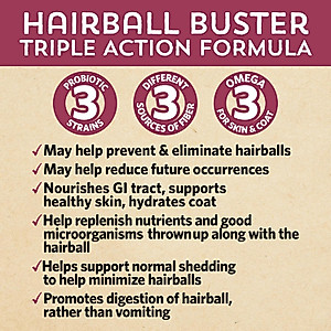 Fidobiotics Hairball Buster, Cat Hairball Aid, with Probiotics, Smoked Fish Chowdah, 2 Billion CFUs, 0.5 oz (15 g)