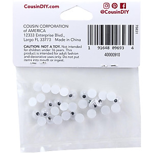Cousin DIY Wiggle Eyes, Pack of 30, 5mm, Black/White