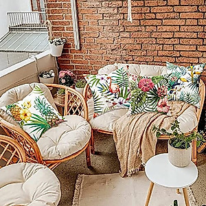 Tropical Green Plants Pillows Case Outdoor Cushions for Garden Furniture Garden Cushions Linen Cushion Covers 18x18 Inches Set of 4 Living Room Sofa Pillows Cushions 45x45 cm