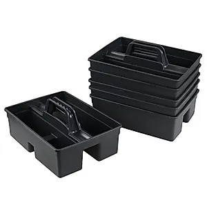 Morcte 6 Pack Plastic Cleaning Supply Caddy, Cleaning Carry Caddy Organizer with Handle, Gray