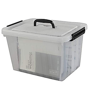 Anbers 12 Quart Clear Plastic Bin with Lid, Latching Box with Handle, Set of 1