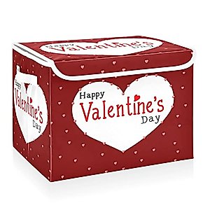 CaTaKu Large Fabric Storage Bins With Lids,Valentine's Day Hearts Storage Boxes With Handles for Organizing Clothes, Collapsible Storage Cube Bins Baskets for Shelves