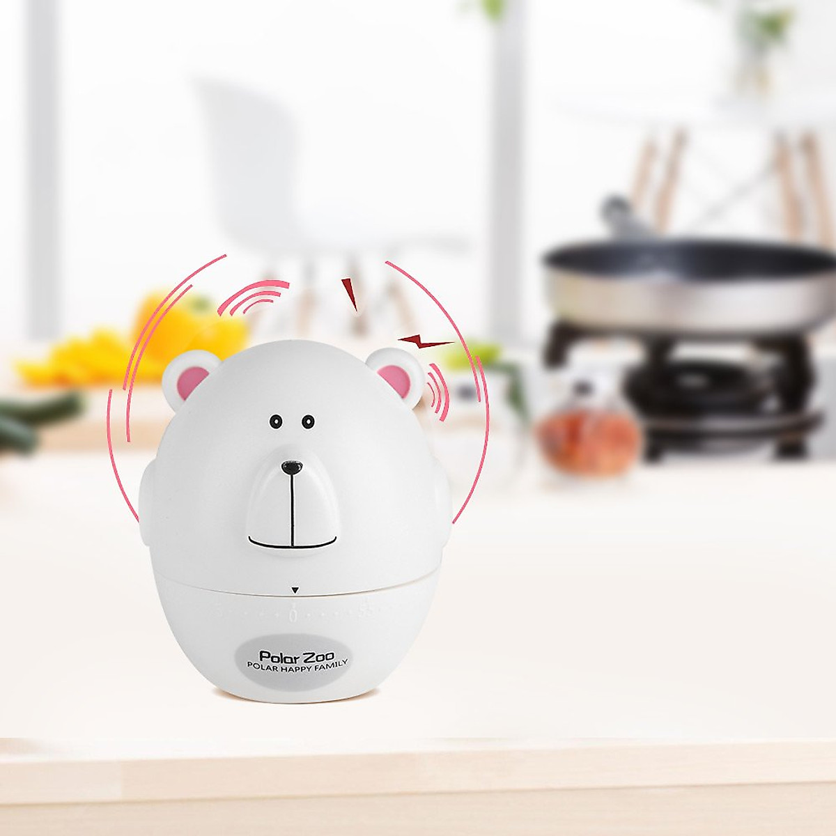 Yosoo Mechanical Cute Animal Shapes Kitchen Timer Mechanical 55 Minutes Cooking Supplies Cartoon Timer for Kid NO Battery Needed (White Cattle)