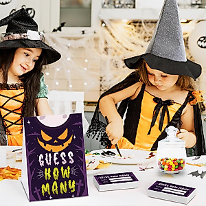 Halloween Games - Guess How Many Games, 1 Game Sign + 50 Guessing Cards, Halloween Party Game and Activity for Halloween Baby Shower, Halloween Party Decorations WSJ03