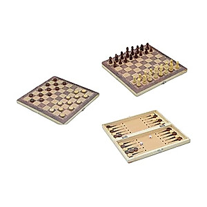 Yiju 3 in 1 Chess Set Folding Board Portable Lightweight Travel Case Chess Checkers Backgammon Sets Beginner Chess Board Games for Indoor Adults