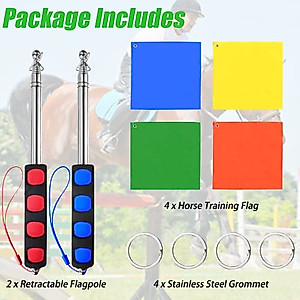 SETHVILL 4 Pcs Horse Training Flag Horse Training Equipment with 48" Telescopic Handheld Flagpoles, Portable Equestrian Nylon Training Flag for Horse Lunging Training