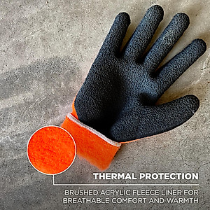 Ergodyne ProFlex 7401 Coated Winter Work Gloves, Latex Coated Palm, Thermal Fleece Lining, Orange