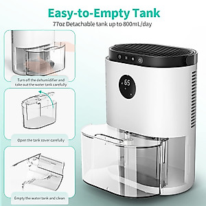 Dehumidifiers, 78oz Dehumidifiers for Home Bedroom 500 sq.ft with Humidity Control Auto Defrost & Timer, Auto-off Small Dehumidifier for Basement with 3 Modes LED Display & 7-color Lights for Closets Bathroom RV