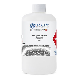 Lab Alley Denatured Ethanol 200 Proof, Great to Use for Fuel, Heating, and Cleaning - 1 Pint