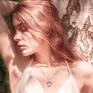 LOOVE Sterling Silver Tree of Life Pendant for Women Vintage Tree of Life Necklace Round Family Tree Pendant