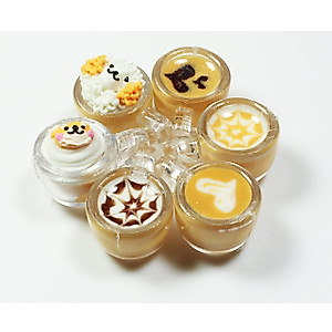 6 Mix Coffee Latte Art Dollhouse Miniature,Tiny Coffee,Drink Beverage Dollhouse Accessories for Collectibles