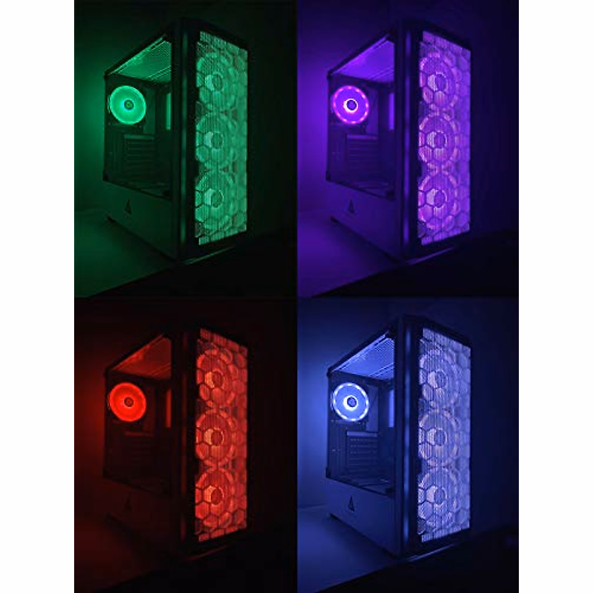 Apevia Predator-PK Mid Tower Gaming Case with 1x Tempered Glass Panel, Top USB3.0/USB2.0/Audio Ports, 4X RGB Fans, Pink Case