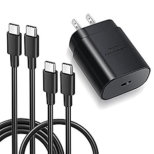 Excgood Super Fast Type C Charger Kit 25W USB C Charger with 2 Type C to C Cable (6ft+1.5ft) Compatible with Samsung Galaxy S23/S22 Ultra/S21 FE 5G/S20,Note 10+/20,A71/A53/A23,Z Flip4 Z Fold4, Tab S8+