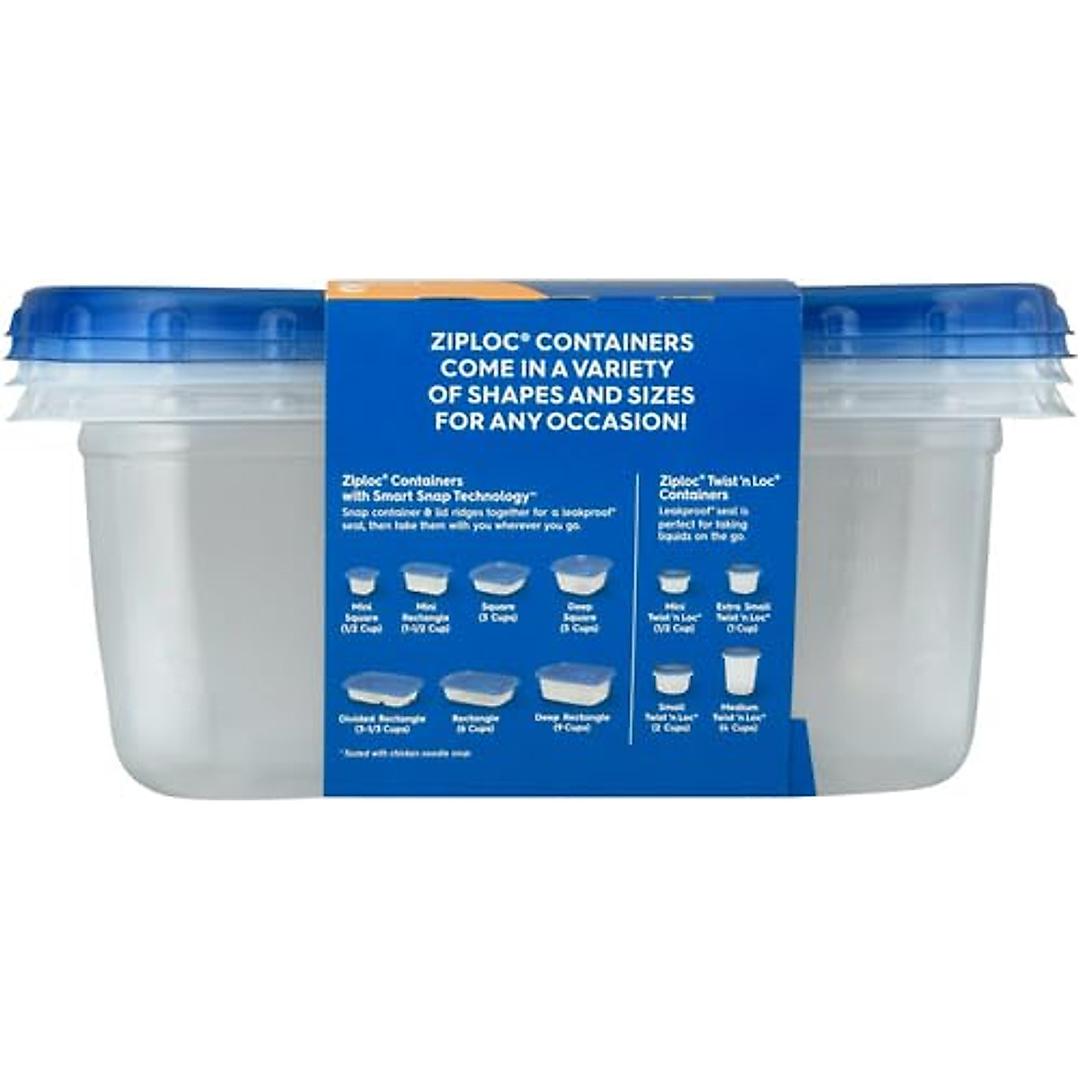 Ziploc Container with One Press Seal, Large Rectangle, 2 ct