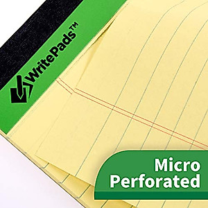 KAISA Legal Pads Writing Pads Recycled Paper, 8.5"x11.75" Wide Ruled Perforated 50 sheets Notepads 8-1/2"x 11-3/4" Writed Pad, Canary (Pack of 12pc) KSU-5668