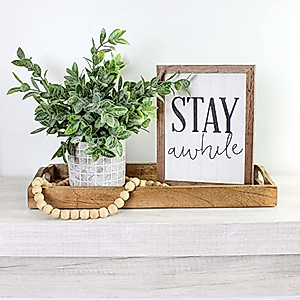 AuldHome Rustic Wood Serving Trays (Set of 2), Handmade Primitive Rectangular Mango Wood Nesting Trays, Handmade in India