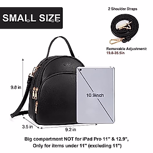 CLUCI Small Backpack for Women Leather Women's Black Backpack Purse Handbags Mini Fashion Lady Travel Backpack Convertible Bookbag