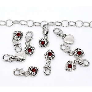 Sexy Sparkles Clip on July Birthday Birthstone Charm Heart for European Clip on Charm Jewelry with Lobster Clasp