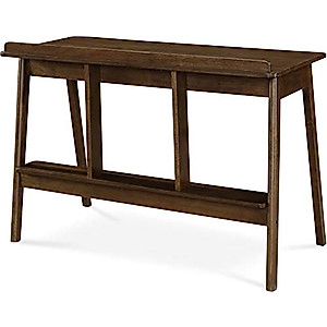 Finch Darren Home Office Drawer Mid Century Accent Desk, 43 Inch Wide Simple Modern Study Table, Walnut Brown