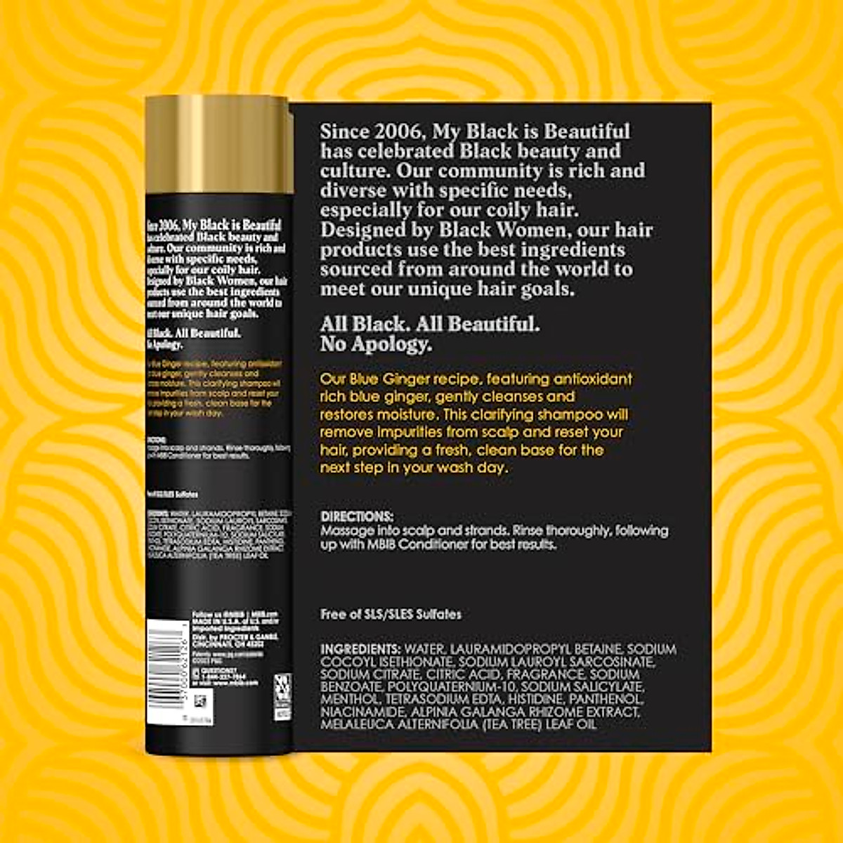 My Black is Beautiful Clarifying Sulfate Free Shampoo for Build Up, For Dry and Damaged Hair, Blue Ginger and Mint, 9.6 fl oz