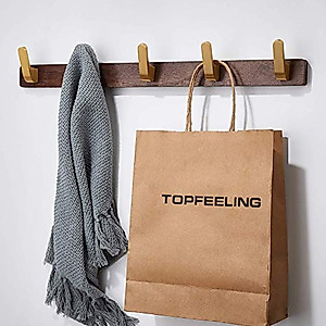 Generic Wall Mounted Coat Rack,Entryway Hanging Coat Rack,Metal Wood Coat Rail with 5 Rustic Hooks Rail for Coat,Scarf,Bag,Towel,Key,Cap,Cup,Hat,Walnut Gold Matt