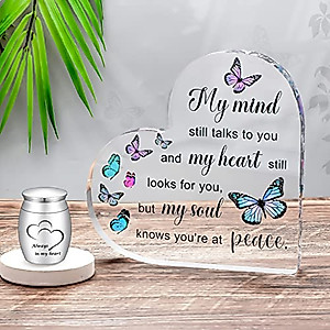 Small Urns for Human Ashes Butterfly Sympathy Gifts Mini Keepsake Urn for Ashes Acrylic Memorial Gifts for Loss of Mother