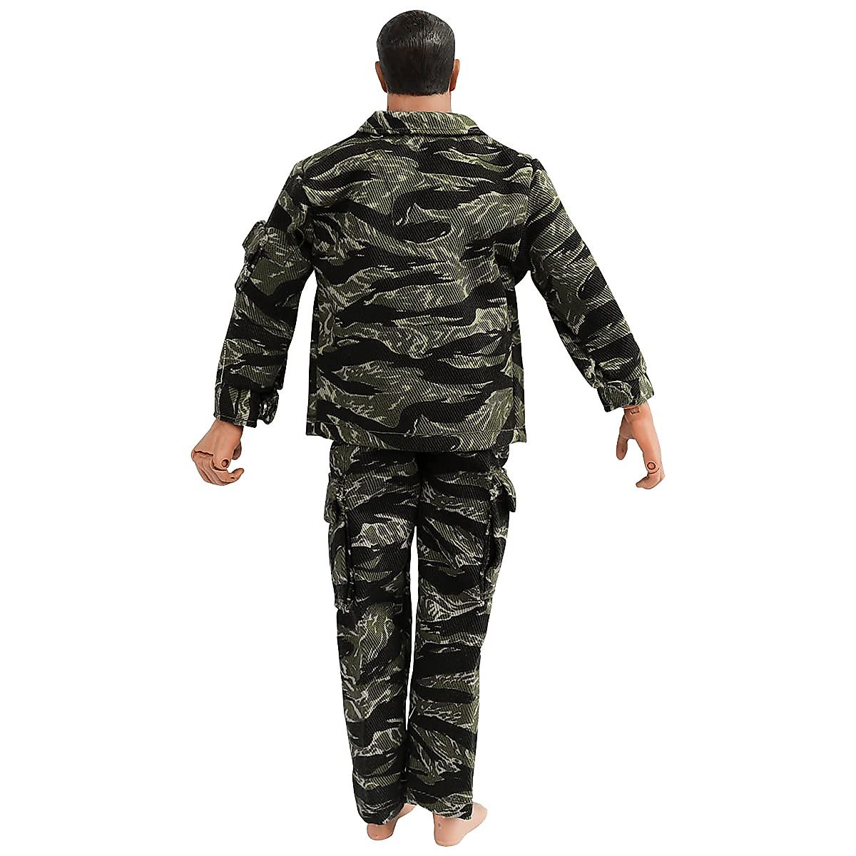 EBCO 2Pcs 1/6 Scale Tiger Strip Camo Military & Woodland Camouflage Suit for 12" Male Military Action Figure Body
