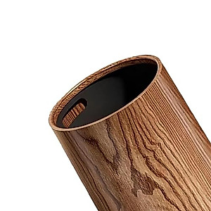 JISADER Wood Grain Trash Can Garbage Bin Portable Modern Without Lid Waste Bin Toilet Paper Basket for Powder Room Kitchen Restroom, 8L