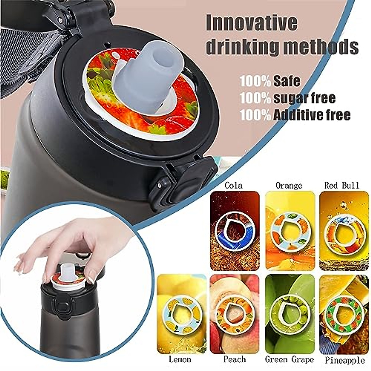 GoldenPlayer Air Water Bottle, With 7 Flavor Pods, BPA-free, 0 Sugar, 0 Calories, 650ML, Scented Water Bottle, Sports Water Bottle, Portable Water Bottle with Straw(New Green)