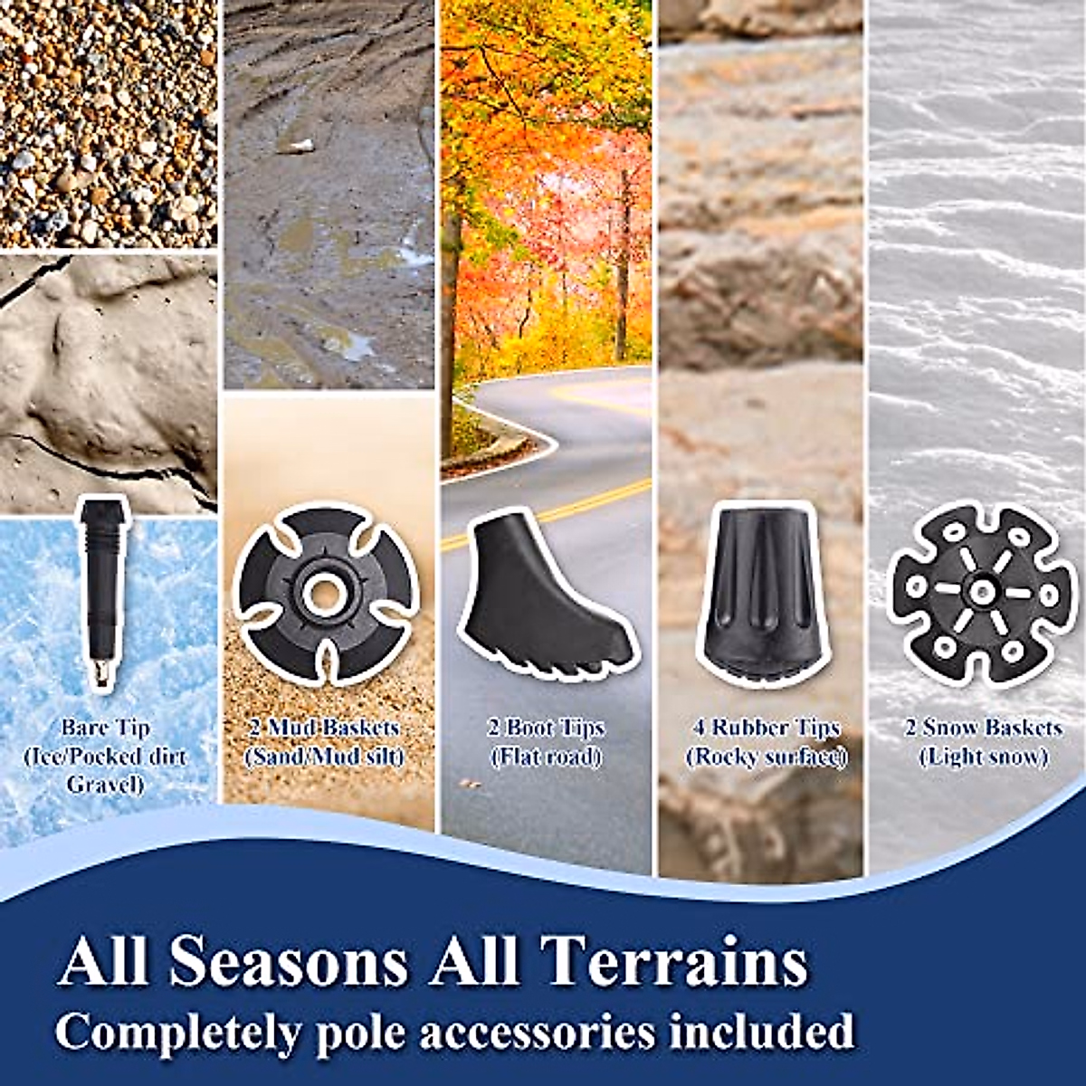 TheFitLife Trekking Poles - 2 Packs with Antishock and Quick Lock, Telescopic, Ultralight - For Hiking, Camping, Trekking