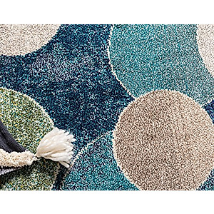Unique Loom Chromatic Collection Modern Bokeh & Vibrant Abstract Area Rug for Any Home Décor, 8 ft x 10 ft, Navy Blue/Beige