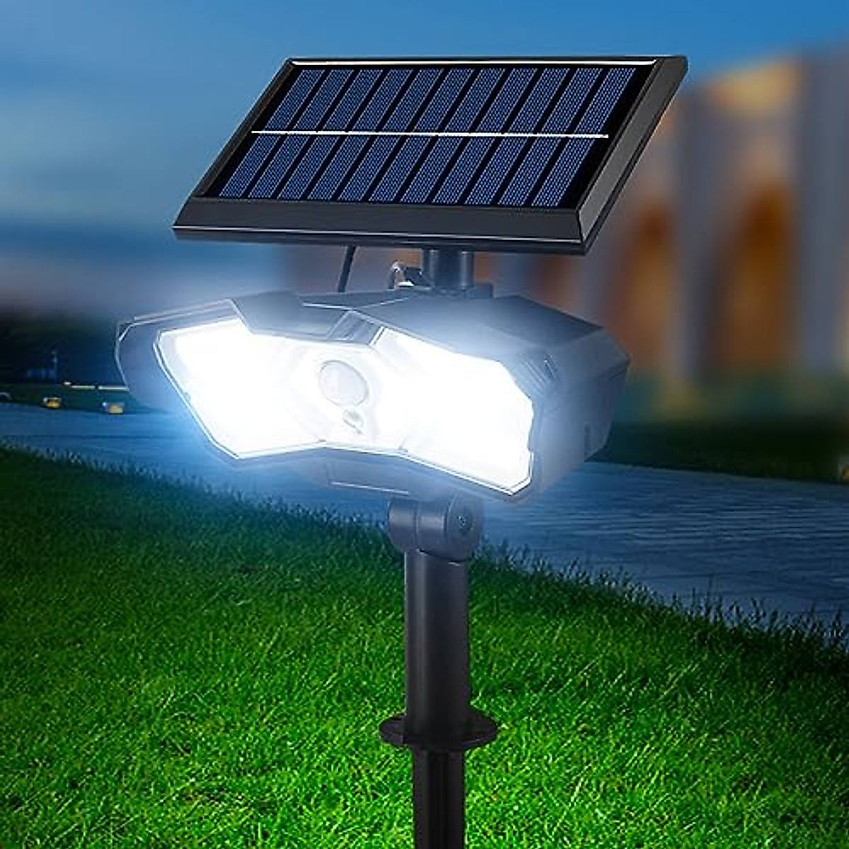 Oumefar Solar Landscape Spotlights, Multi Angle Lighting Adjustable Waterproof Bright Solar Flood Lights Auto Induction for Lawn (ASTEY-KXK-600-128COB)