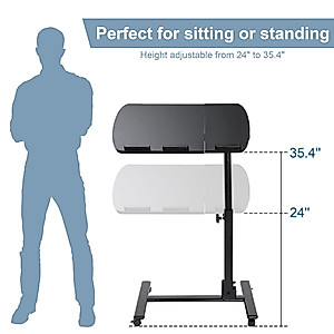 F2C Portable Adjustable Height 360° Swivel Laptop Desk PC Computer Mobile Notebook Laptop Stand Rolling Table Desk Cart Tiltable with Wheels Casters& Mouse Pad Table (360° Swivel Rolling-Black)