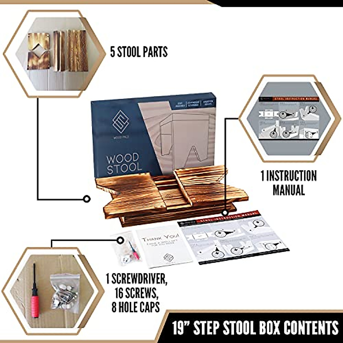 Adult Wooden Step Stool - Very Sturdy Adult Step Stool, Kitchen Step Stool, Bed Stool for High Beds，Great Wood Step Stool for Adults，Lightweight, Quality Eco Pine，Attractive & Easy Assemble 9 X 8 X 19