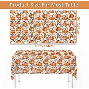 3 Pack Pumpkin Tablecloths Baby Shower Table Cover, Fall Thanksgiving Autumn Harvest Pumkpin Baby Shower Decorations, 108" x 54" Floral Little Pumpkin Birthday Party Supplies for Boys Girls