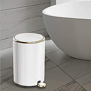 Diandian Indoor Trash Cans Home Zone Stainless Steel Kitchen Trash Can with Round Design and Step Pedal,Removable Plastic Trash Bin Liner Garbage Cans for Kitchen Office Outdoor(White 2.3gallon)