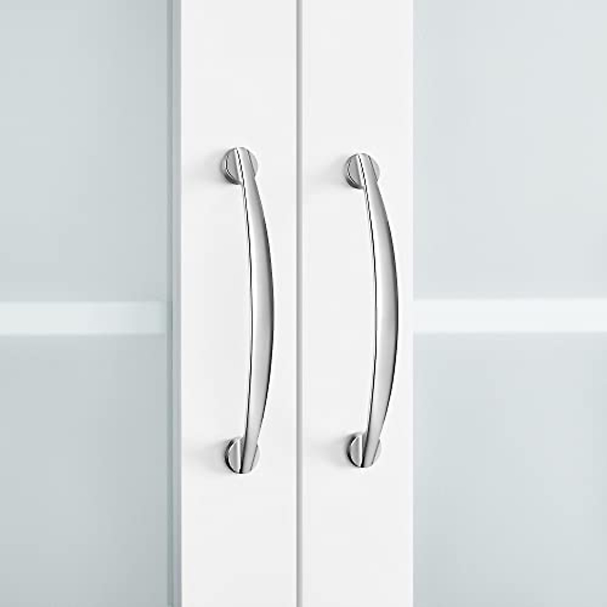 Topeakmart Over The Toilet Storage Cabinet with Adjustable Shelf and Double Tempered Glass Doors, Free Standing Toilet Rack with Open Storage Shelf, White