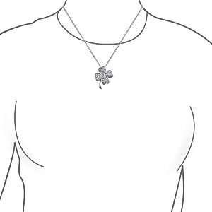 Irish Shamrock Lucky Charm Pave CZ Four Leaf Clover Pendant Necklace For Women For Teen .925 Sterling Silver