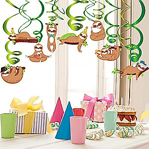 15pcs Sloth Party Hanging Swirls Decorations Sloth Theme Ceiling Streamer for Birthday Party Supplies Baby Shower Favor Spiral Ornaments
