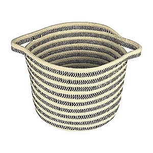 ZP Home Goods Cotton Rope Basket - Set of 2 for Kitchen, Bathroom, Laundry, Nursery, Craft, pet, Kids, Living Room, Closet, mud Room, Gift and Storage (Black)